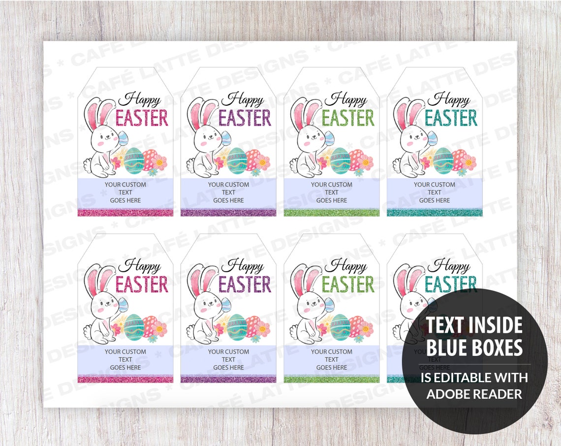 Happy Easter Printable Gift Tags Editable Personalized Favor | Etsy