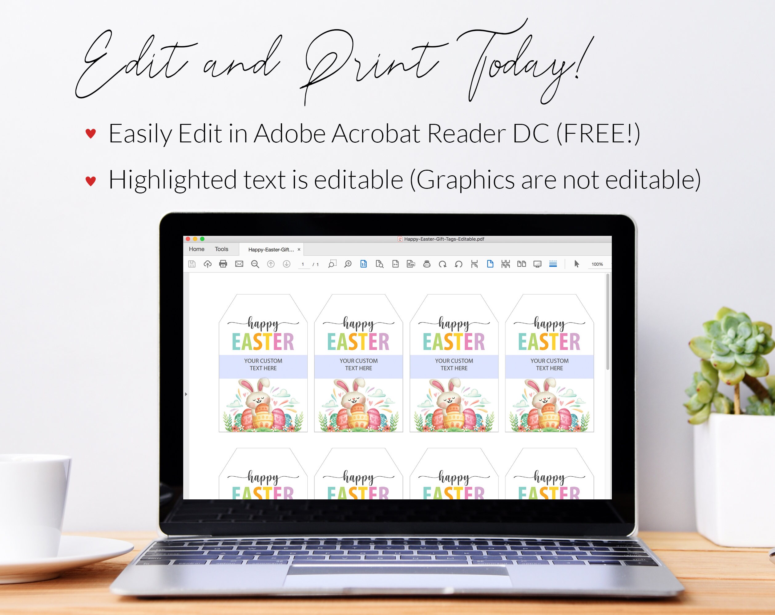 EASTER Printable Gift Tags, Editable Personalized Favor Tags Template ...