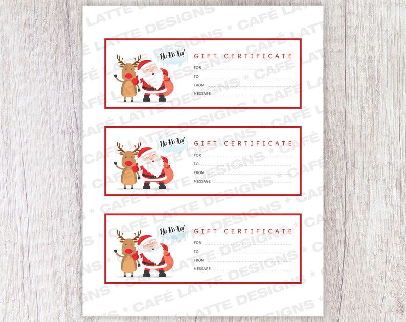 Christmas Gift Certificate Santa Claus Gift Certificate - Etsy