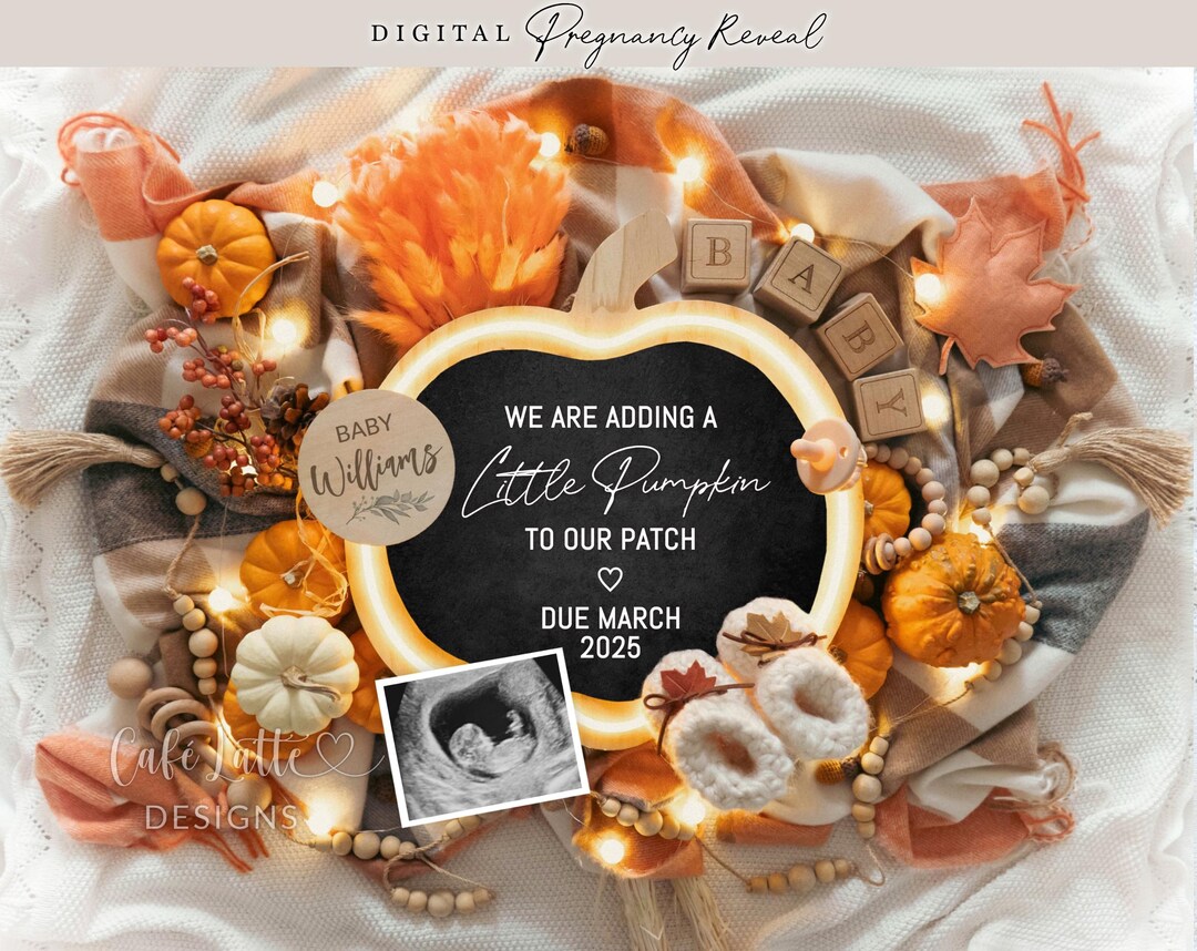 Fall Pregnancy Announcement Digital, Autumn Baby Announcement Digital ...