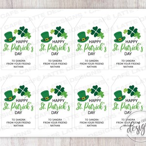 St. Patricks Day Printable Gift Tags, Editable Personalized Gift Favor ...