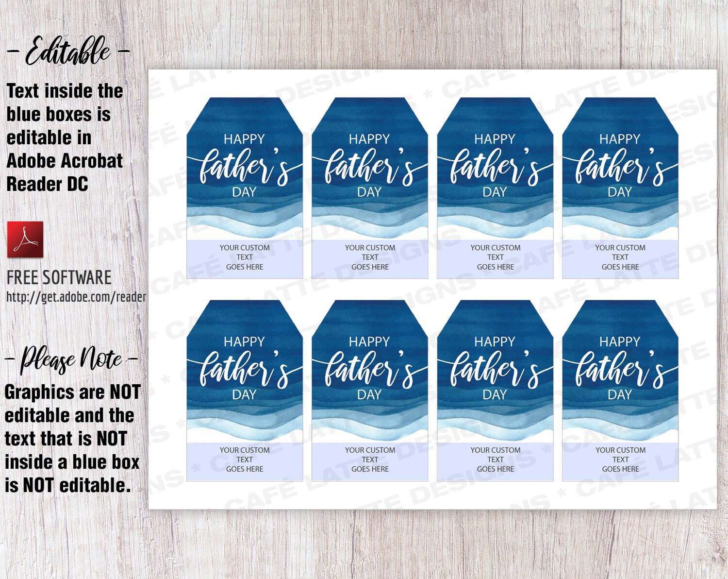 HAPPY FATHER'S Day Printable Gift Tags, Editable Personalized Gift ...