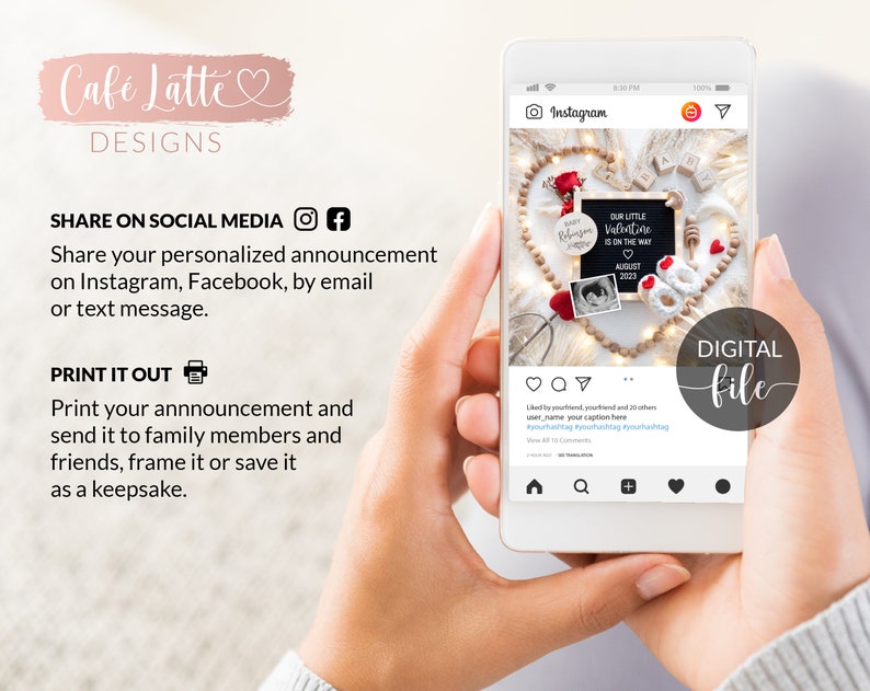 Digital Valentines Day Pregnancy Announcement for Social Media Little ...