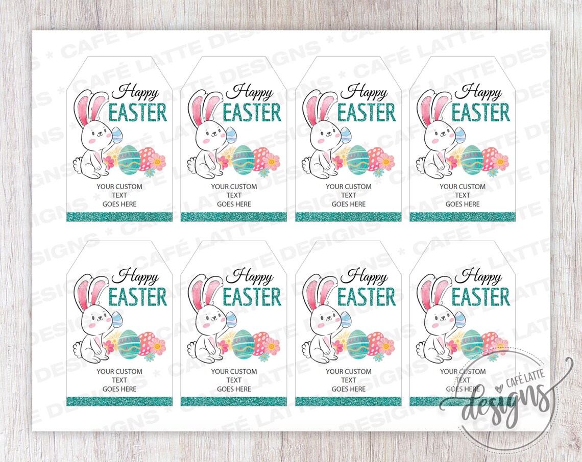 Happy Easter Printable Gift Tags, Editable Personalized Favor Tags ...