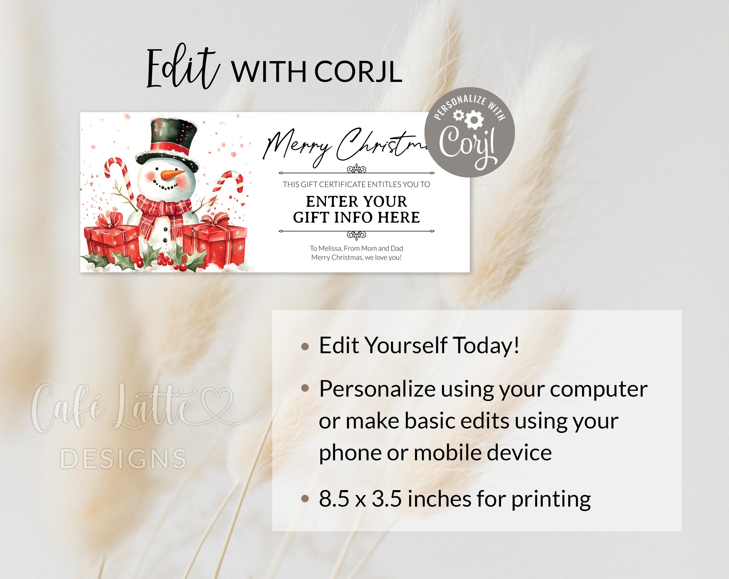 CHRISTMAS Gift Certificate Printable, Surprise Christmas Gift ...