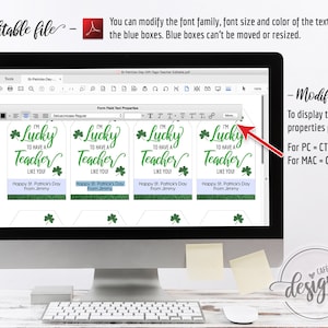 St. Patricks Day Printable Gift Tags for Teachers, Editable ...