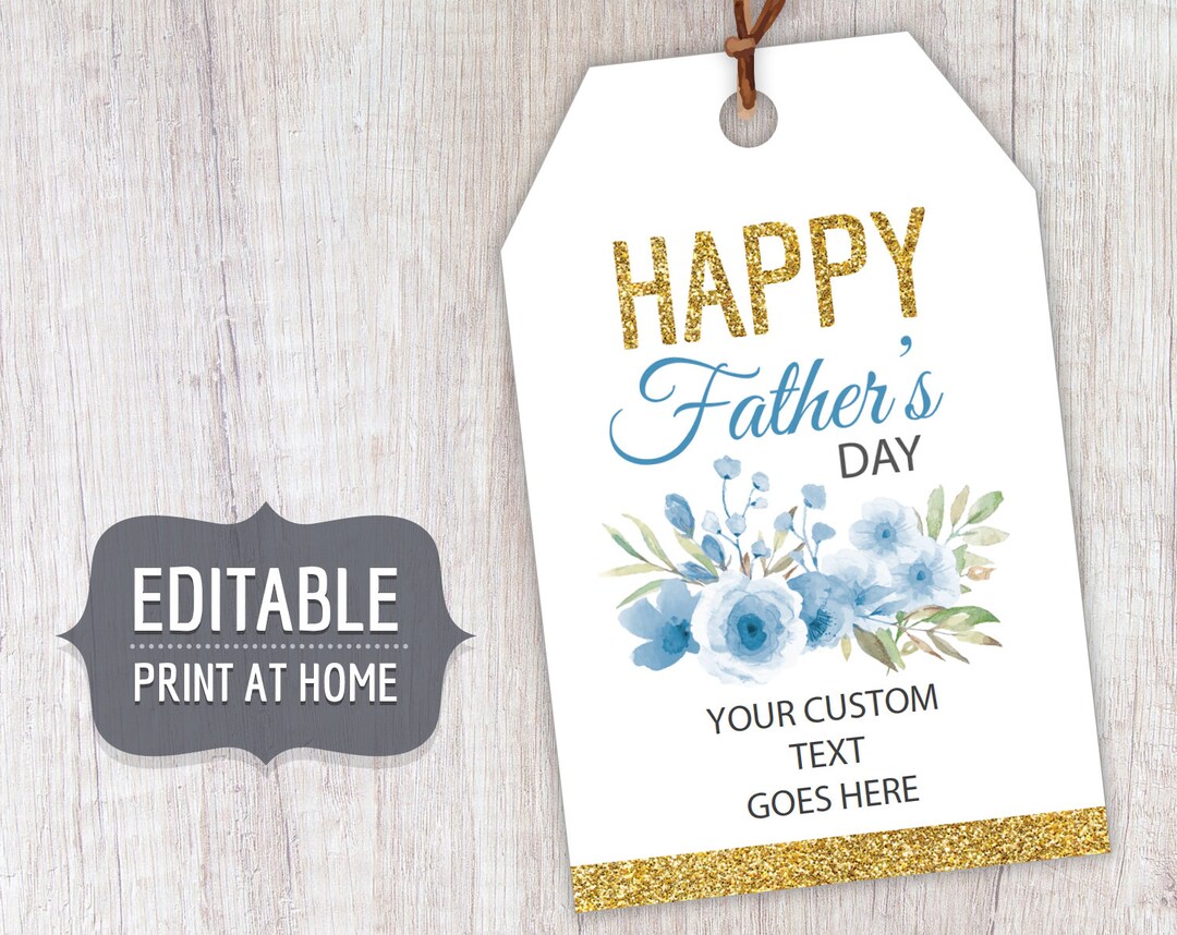 Fathers Day Gift Tags Printable, Editable Personalized Gift Favor Tags ...