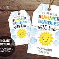 End of Year Class Bubbles Gift Tags, Hope Your Summer is Bubbles With ...