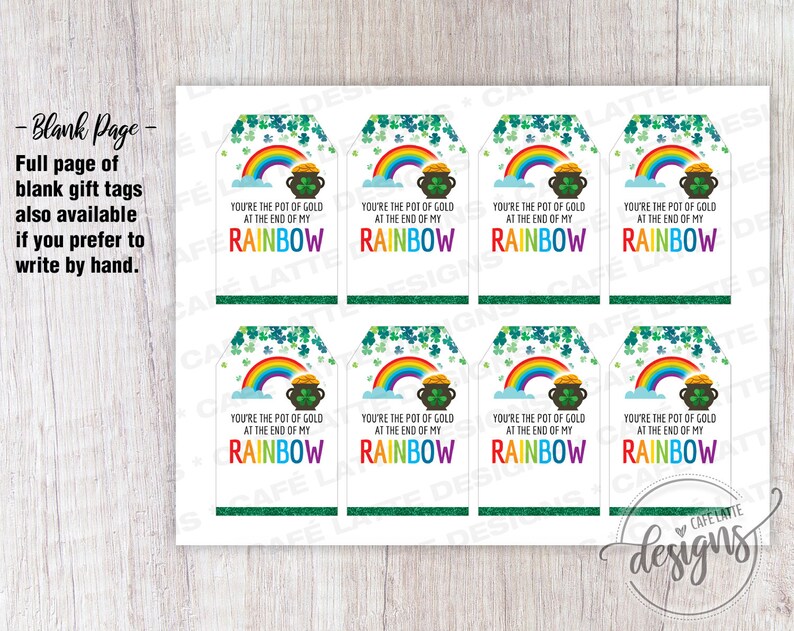 St. Patricks Day Pot of Gold With Rainbow Printable Gift Tags - Etsy Canada