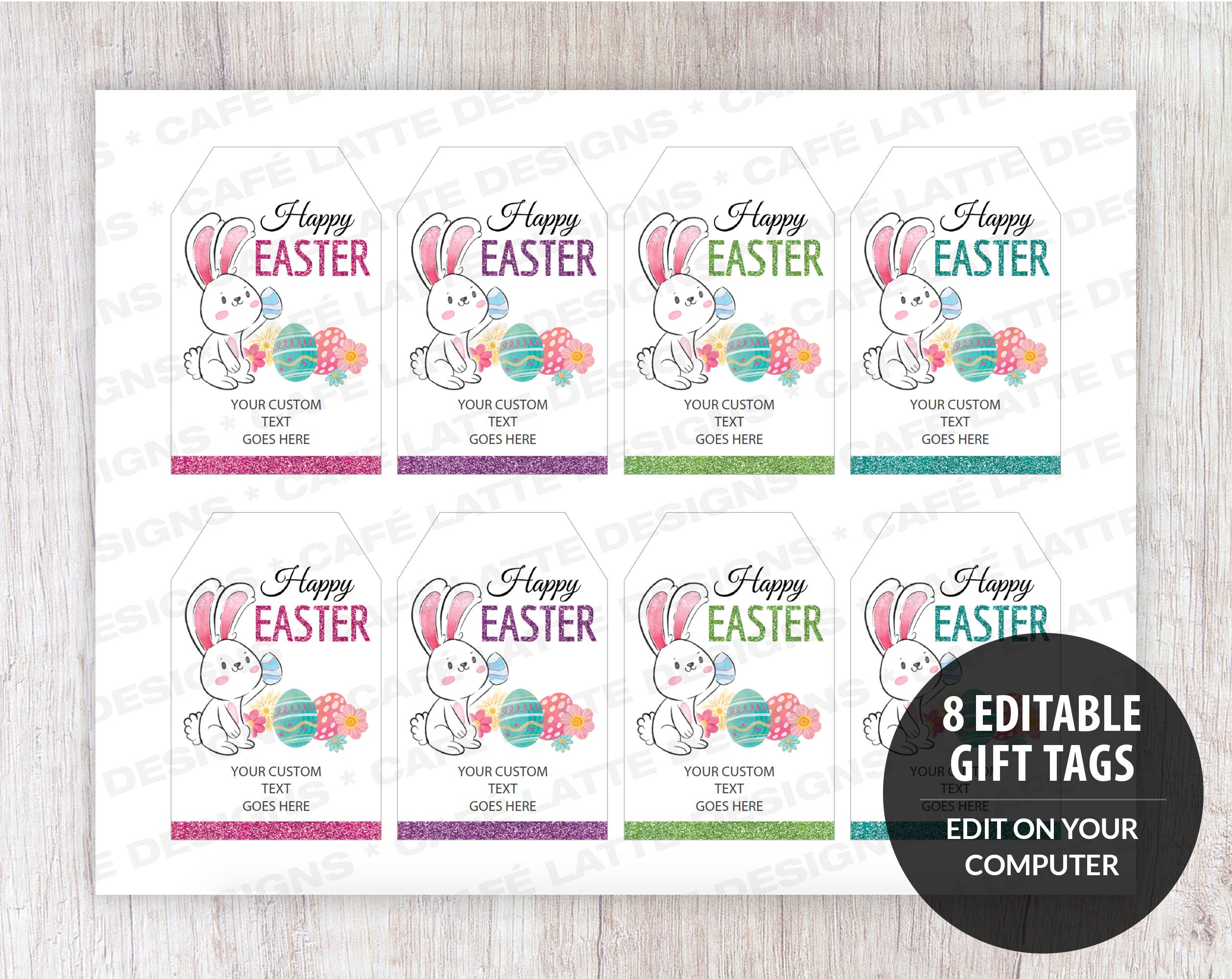 Happy Easter Printable Gift Tags Editable Personalized Favor | Etsy