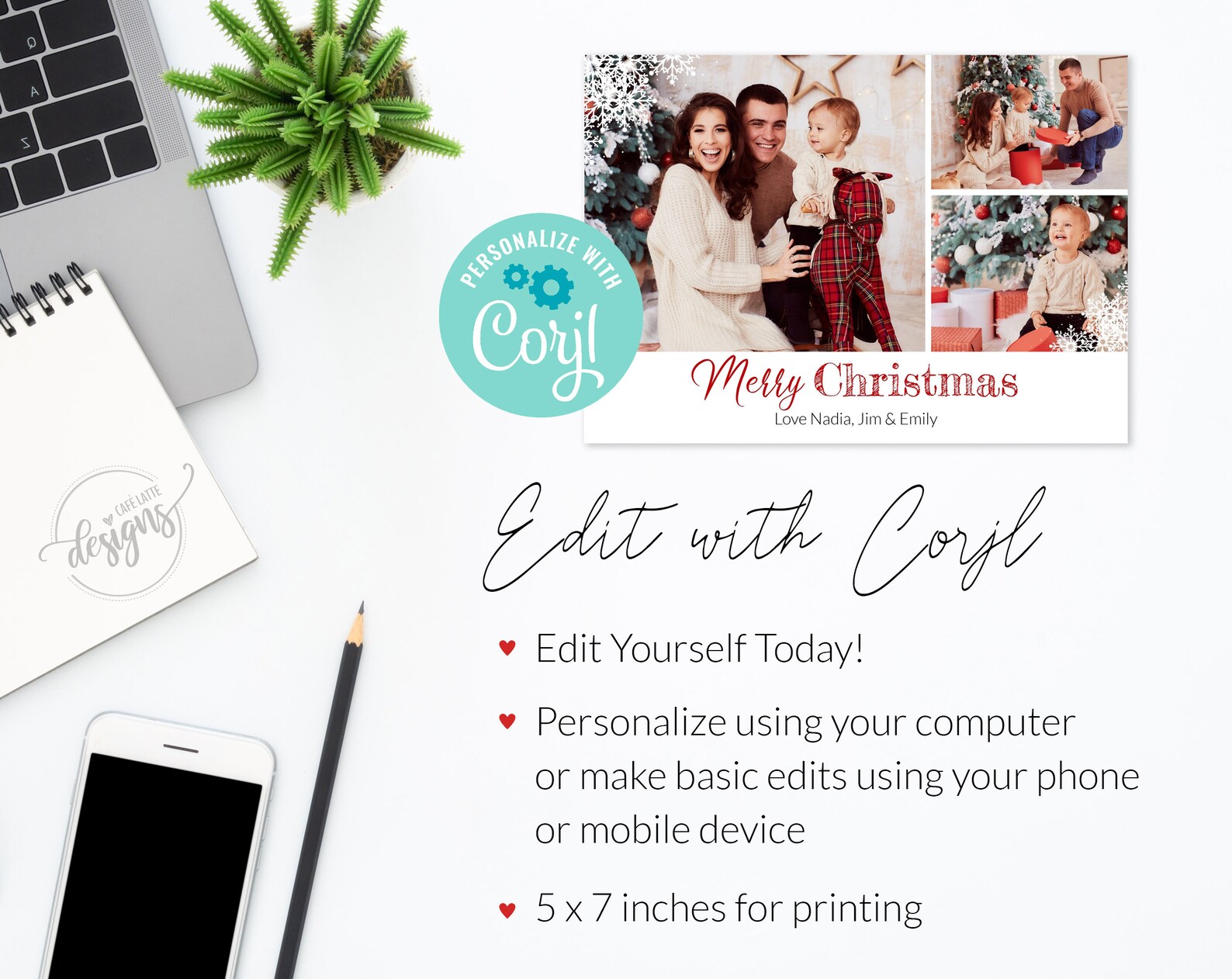 CHRISTMAS Family Photo Editable Printable Card, Personalized Card With ...