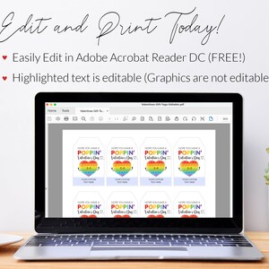 VALENTINE Pop It Printable Gift Tags, Editable Personalized Heart ...