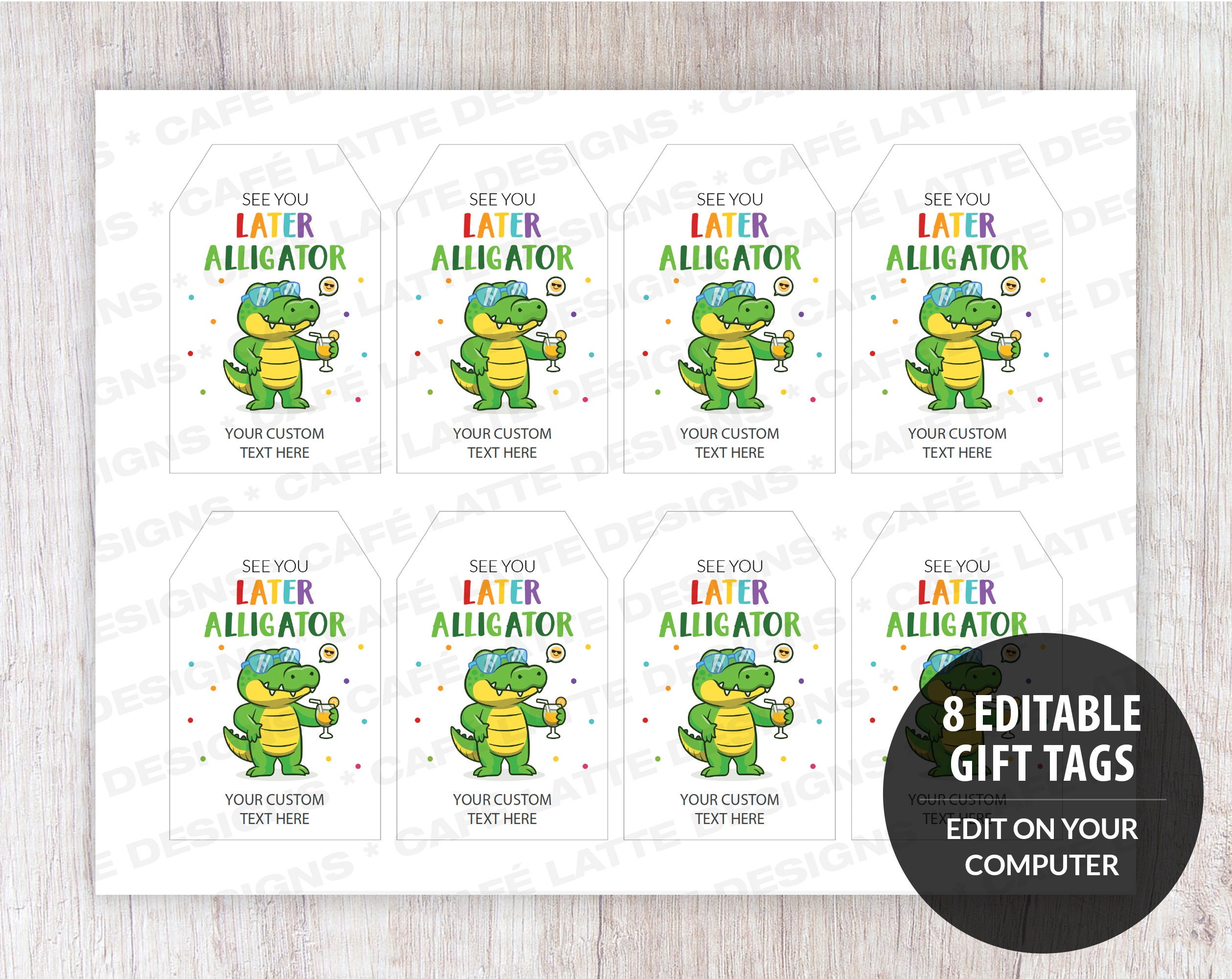 Alligator Editable Printable Gift Tags, Personalized End of School ...