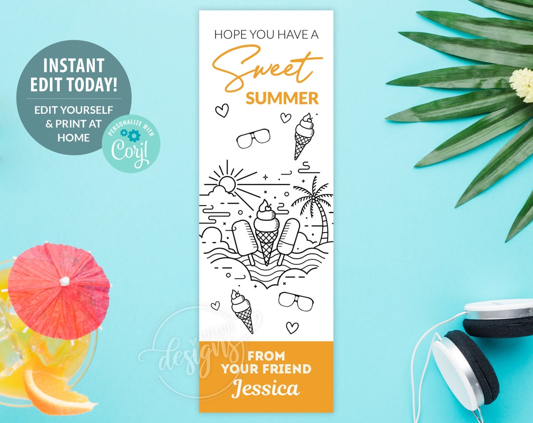 End of School Bookmark Editable Template, Printable Bookmark ...