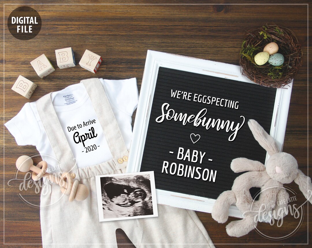 Easter Pregnancy Announcement Digital, April Baby Announcement ...