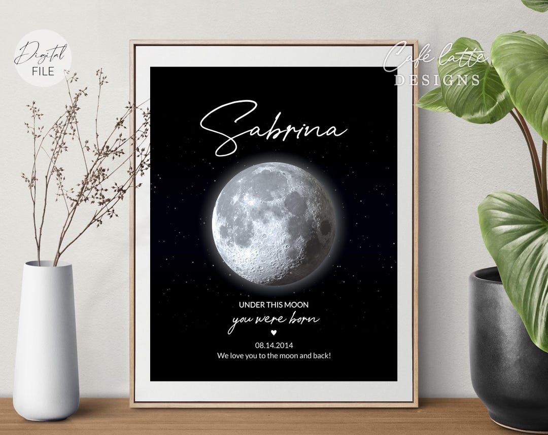Custom Moon Phase Printable, Gift for Newborn, First Baby Thoughtful ...
