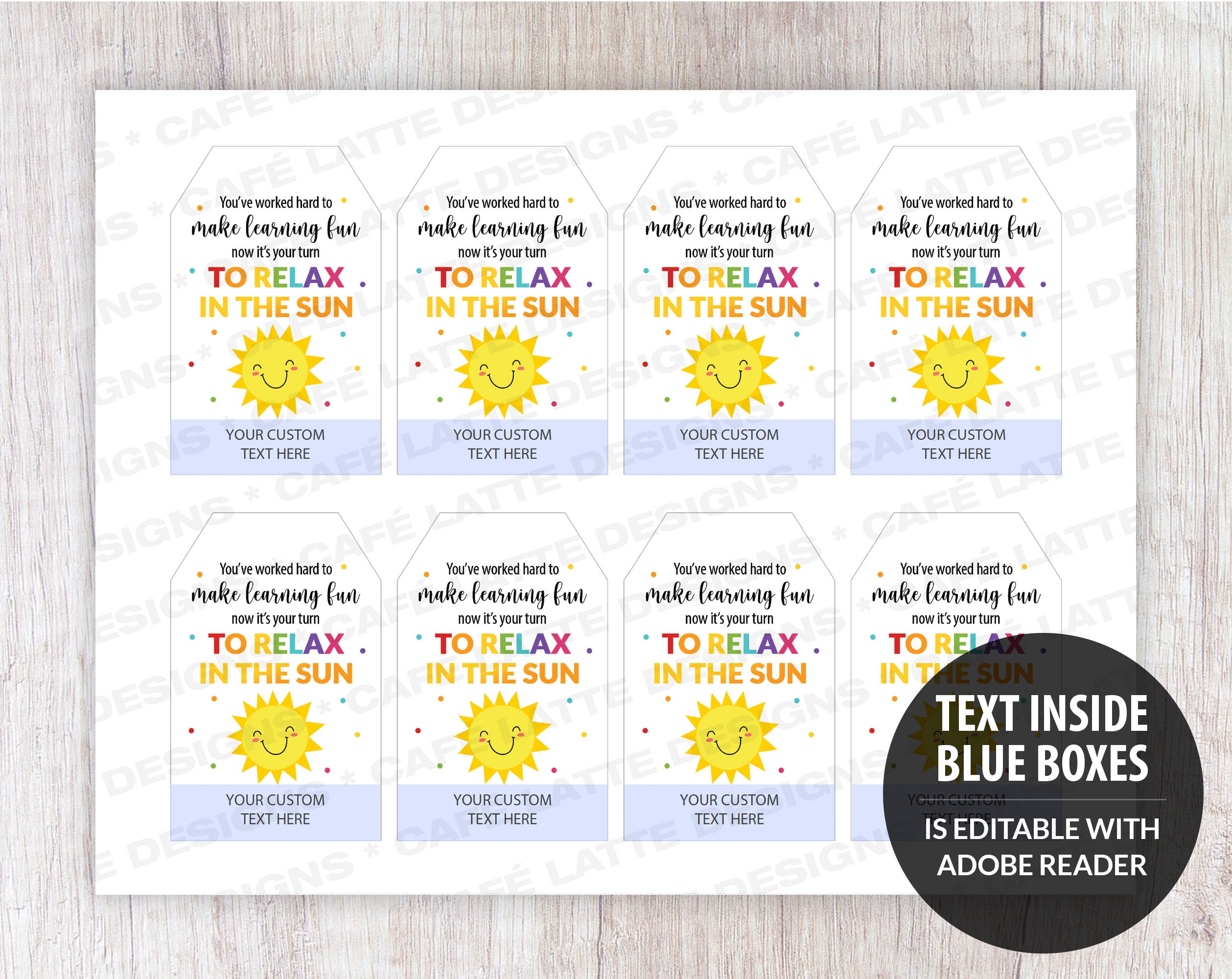 Teacher Gift Tags Editable Printable, Personalized End of School Favor ...