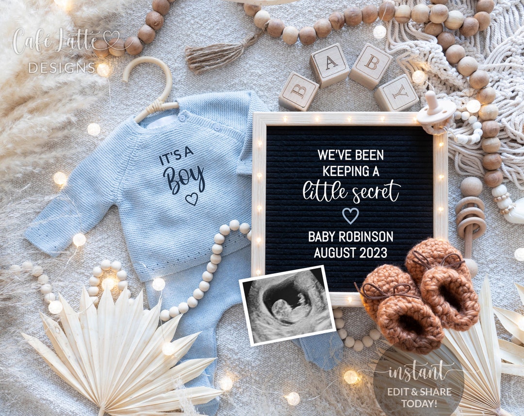 Digital Boy Boho Gender Reveal Social Media, Its A Boy Pregnancy ...
