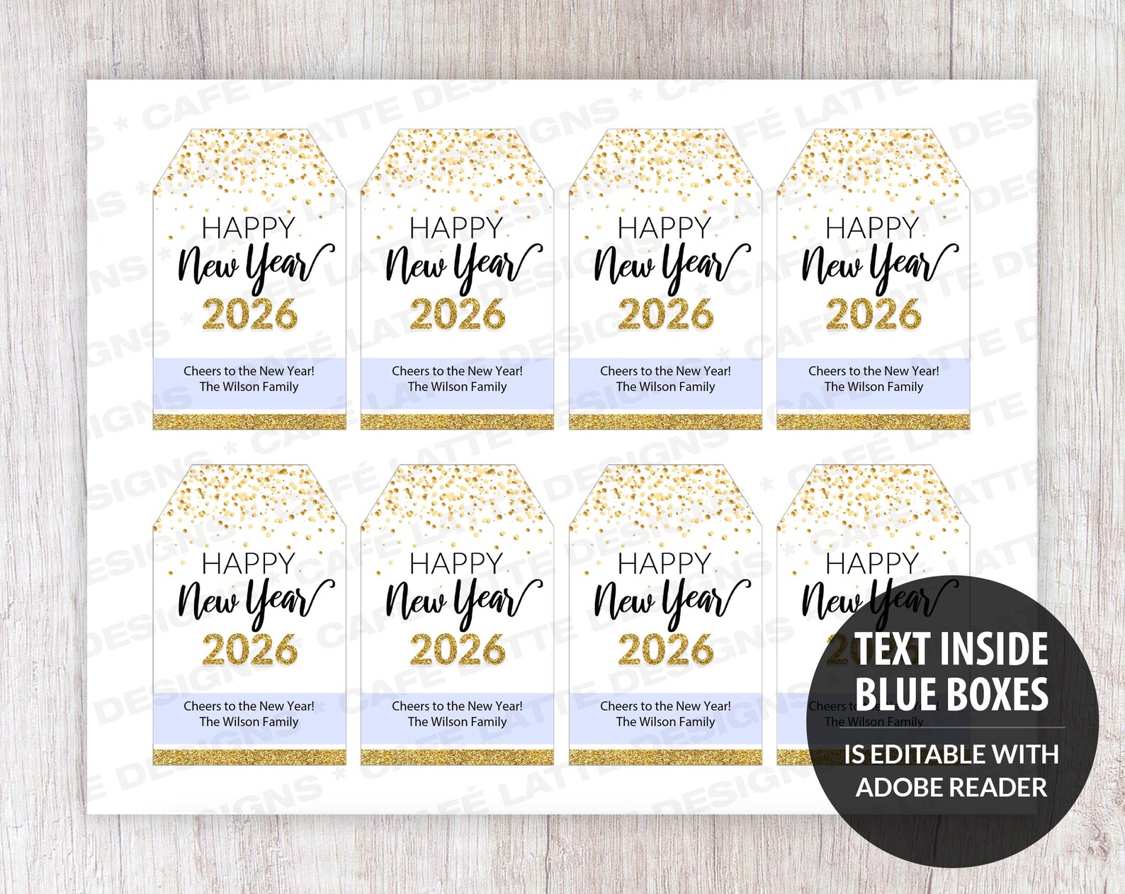 NEW YEARS Printable Gift Tags, Personalized Favor Tags Editable ...