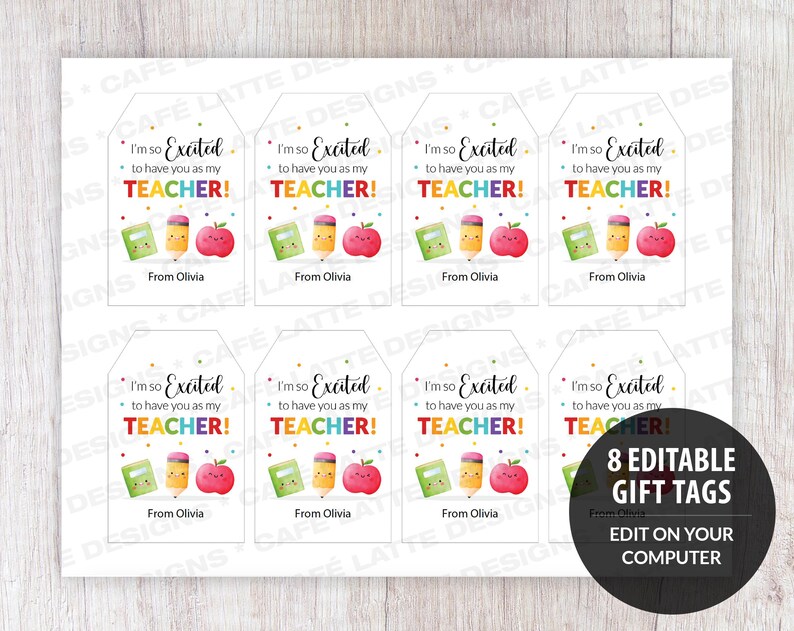 Back to School Editable Printable Gift Tags, Personalized First Day ...