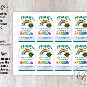 St. Patricks Day Pot of Gold With Rainbow Printable Gift Tags, Editable ...