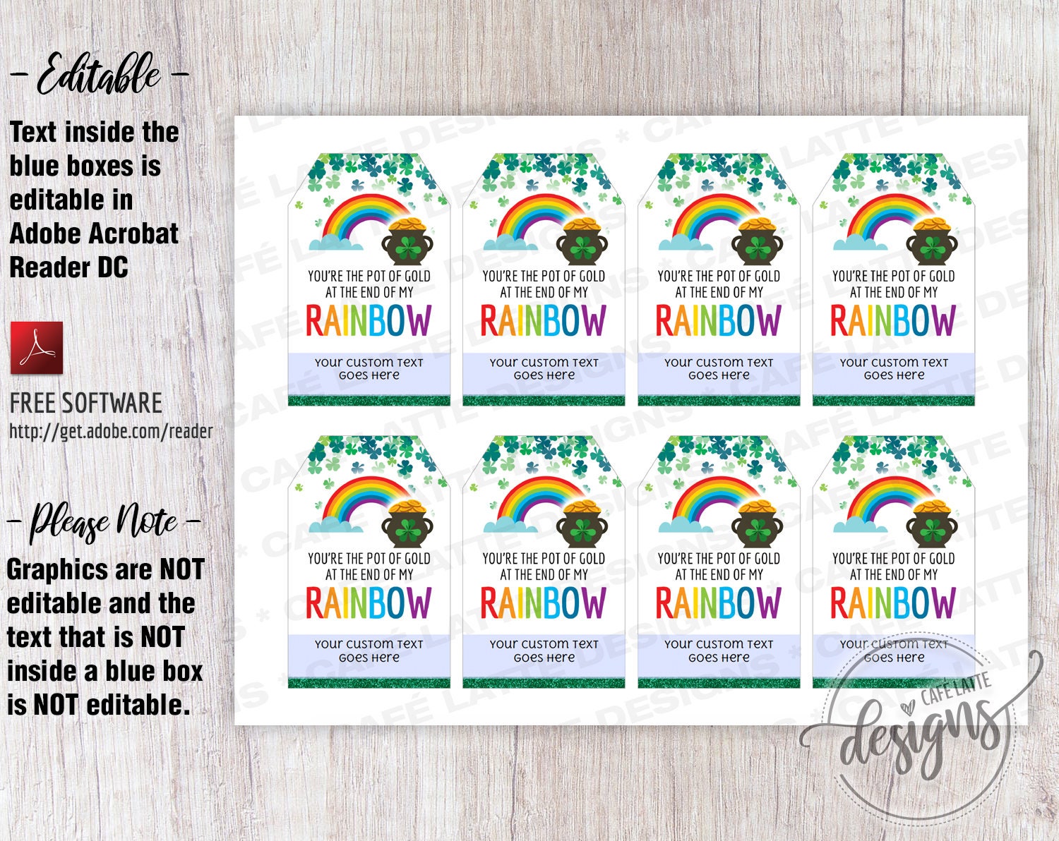 St. Patricks Day Pot of Gold With Rainbow Printable Gift Tags - Etsy Canada