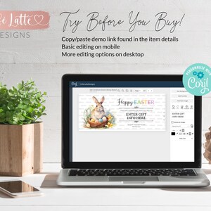 Easter Gift Certificate Editable Digital Template, Printable ...