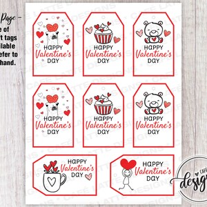 Valentine's Kids Editable Gift Tags, Valentines Day Personalized Gift ...