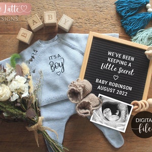 Digital Boy Pregnancy Announcement for Social Media, Its a Boy, Boho ...