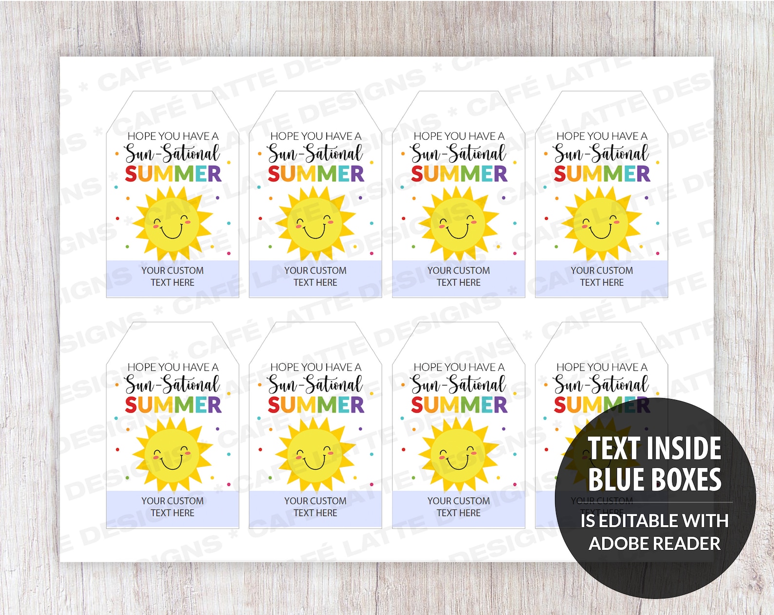 Sun Sational Summer Editable Printable Gift Tags Personalized | Etsy