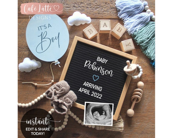 Editable Boy Blue Balloon Gender Reveal for Social Media, Its a Boy ...