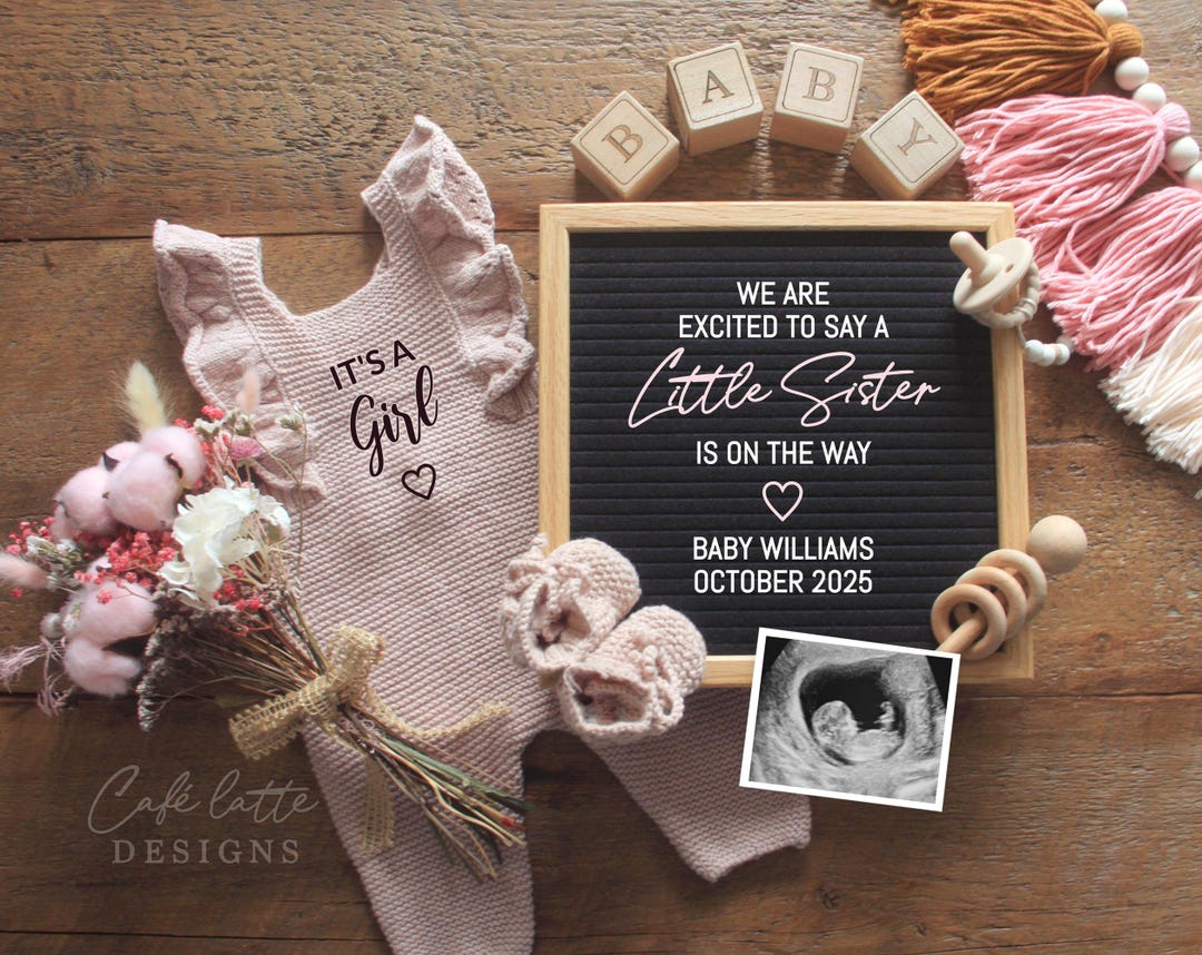 Girl Gender Reveal Pregnancy Announcement Digital, Its a Girl Editable ...