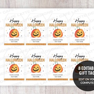 HALLOWEEN Gift Tags Printable, Halloween Gift Tags Editable Template ...