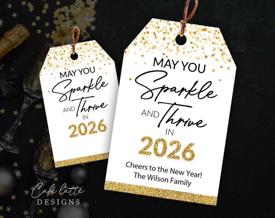 NEW YEARS Printable Gift Tags, Personalized Favor Tags Editable ...