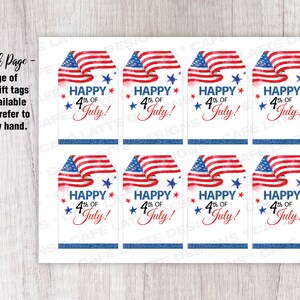 4TH OF JULY Printable Gift Tags, Fourth of July Editable Personalized ...