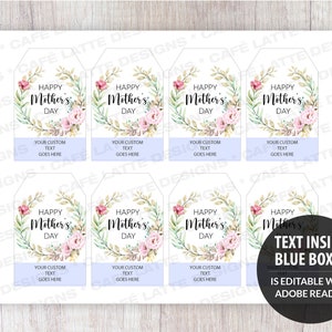 Mothers Day Gift Tags, Printable Editable Personalized Mothers Day ...