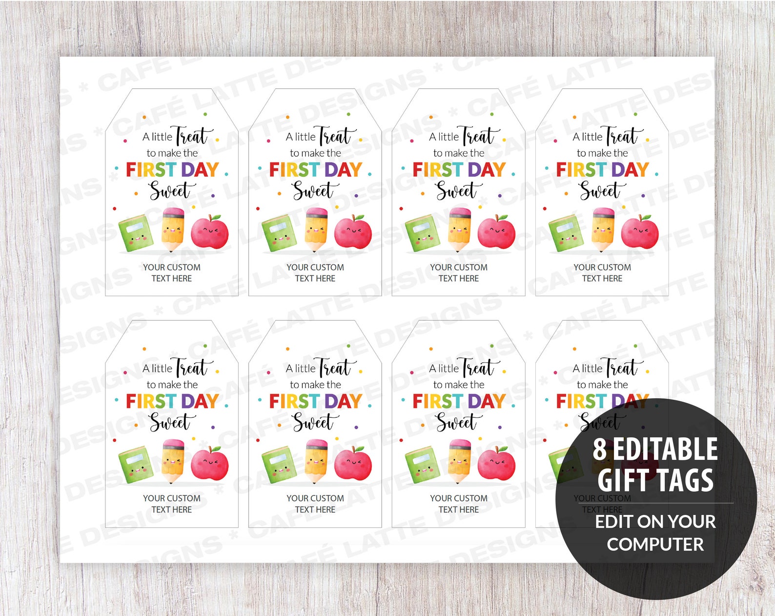 Back to School Editable Printable Gift Tags, Personalized First Day ...