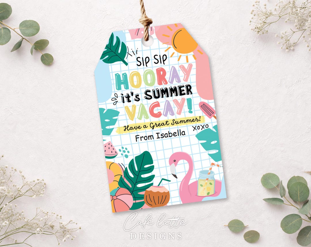 Summer Editable Printable Gift Tags, Personalized End of School Favor ...