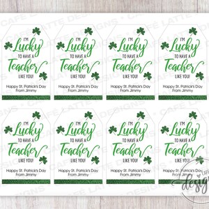 St. Patricks Day Printable Gift Tags for Teachers, Editable ...
