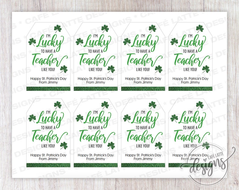 St. Patricks Day Printable Gift Tags for Teachers Editable | Etsy
