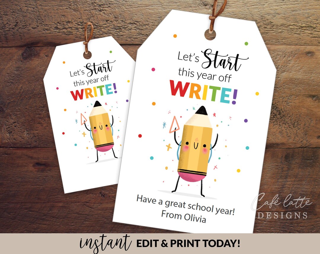 Back to School Editable Printable Gift Tags, Personalized First Day ...
