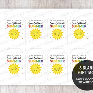 Sun Sational Summer Editable Printable Gift Tags, Personalized End of ...