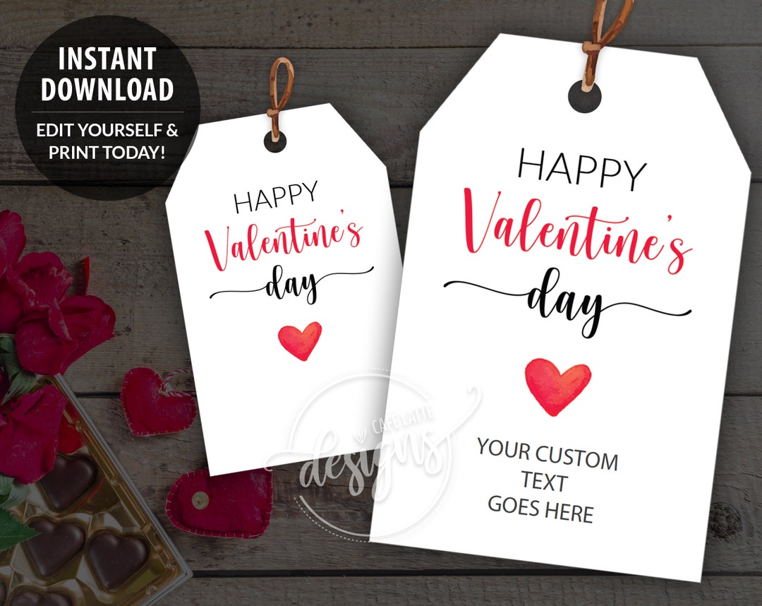 Valentines Printable Gift Tags, Minimalist Heart Gift Tag Friends ...