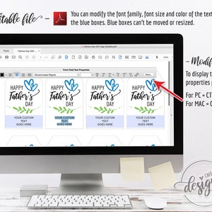 HAPPY FATHER'S Day Printable Gift Tags, Editable Personalized Gift ...