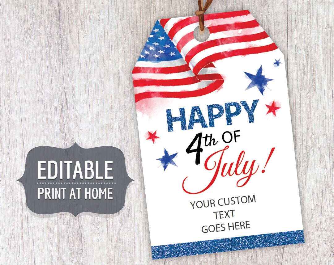 4TH OF JULY Printable Gift Tags, Fourth of July Editable Personalized ...