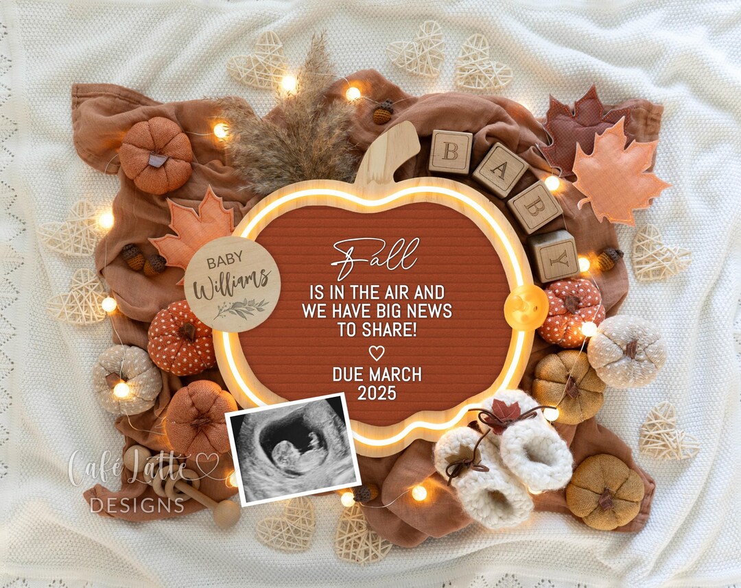 Fall Pregnancy Announcement Digital, Autumn Baby Announcement Digital ...