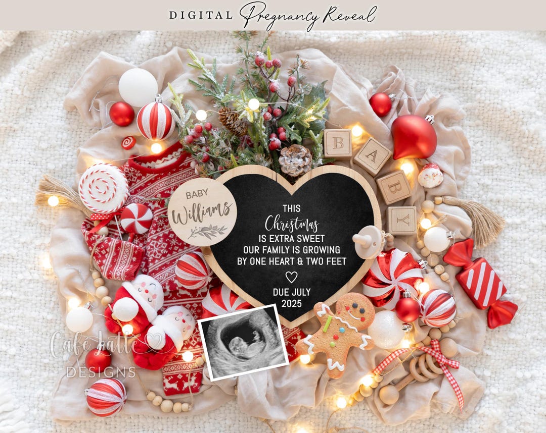 Christmas Pregnancy Announcement Digital, Baby Announcement Social ...