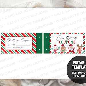 Christmas Coupon Book Printable Editable Template, Christmas Coupons ...