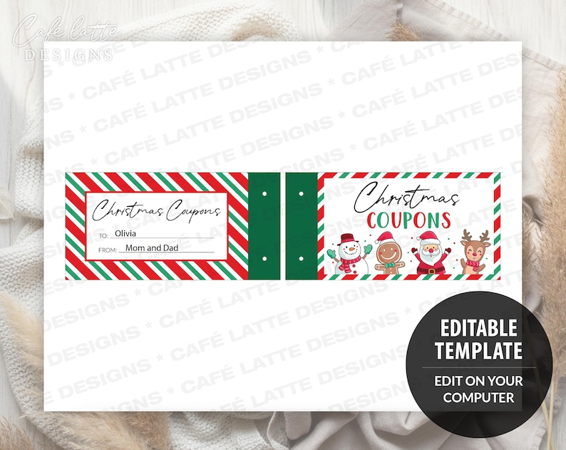 Christmas Coupon Book Printable Editable Template, Christmas Coupons ...