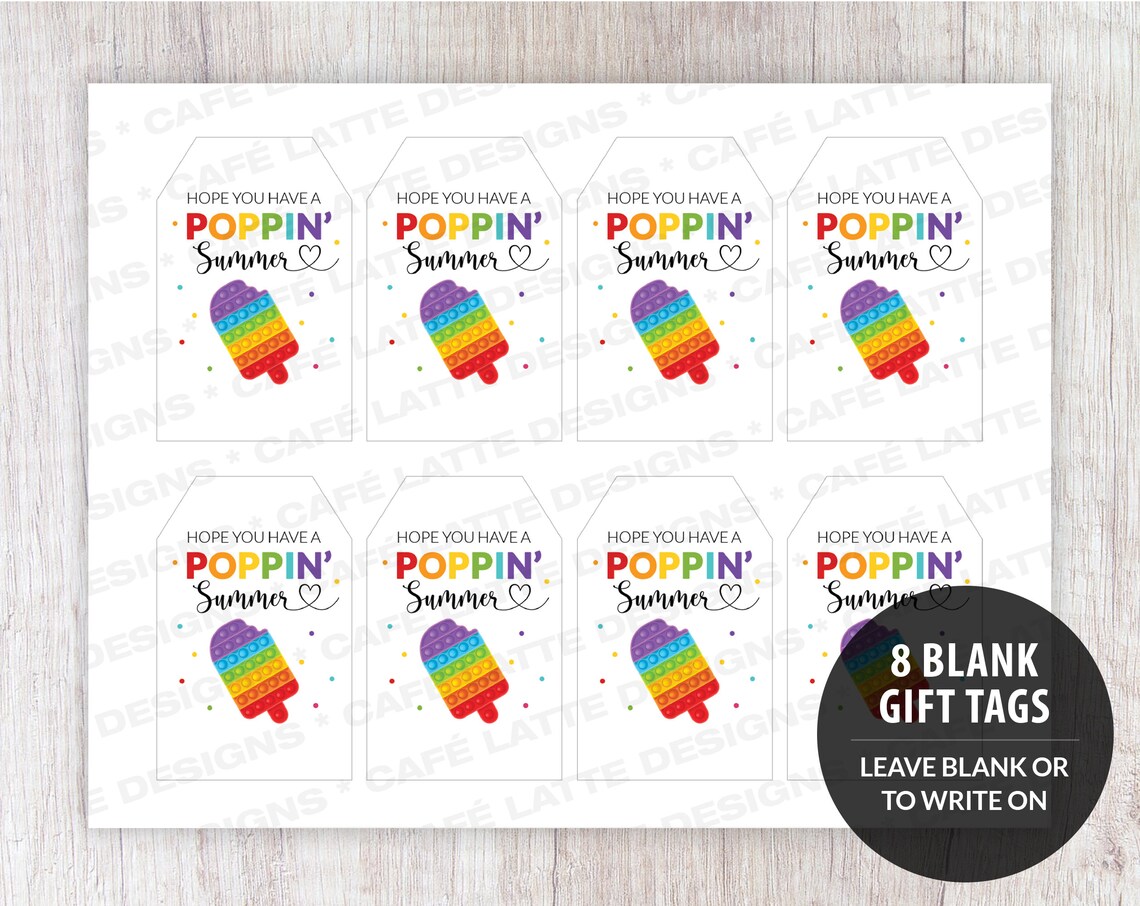 Poppin Summer Editable Printable Gift Tags Popsicle End of - Etsy